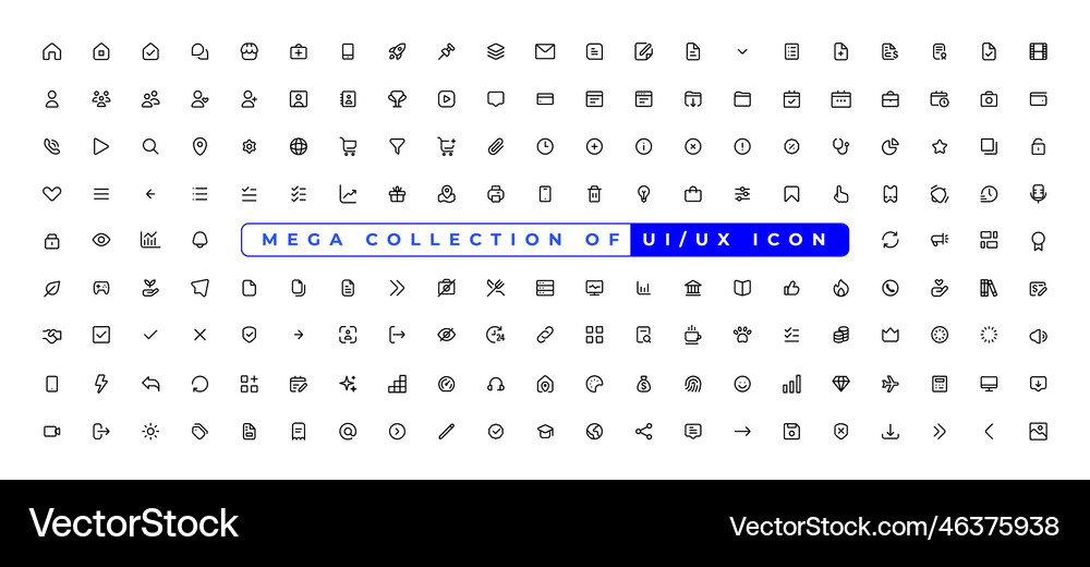 Mega set of ui ux icon set user interface iconset Vector Image