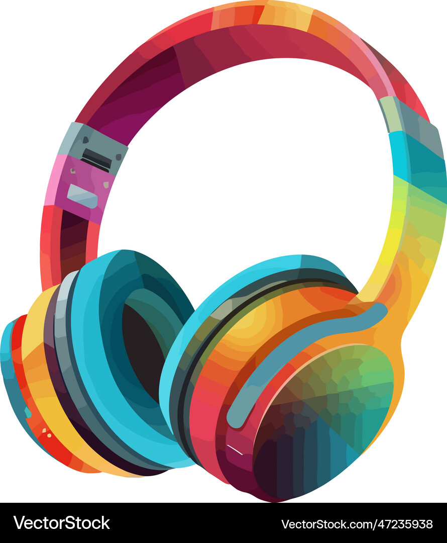 Modern headphones design with colorful backdrop Vector Image