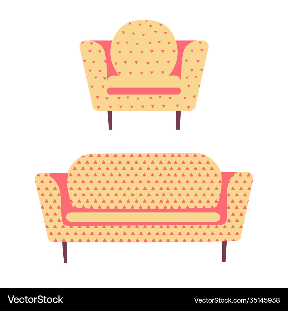 Modern sofa armchair and couch interior design Vector Image
