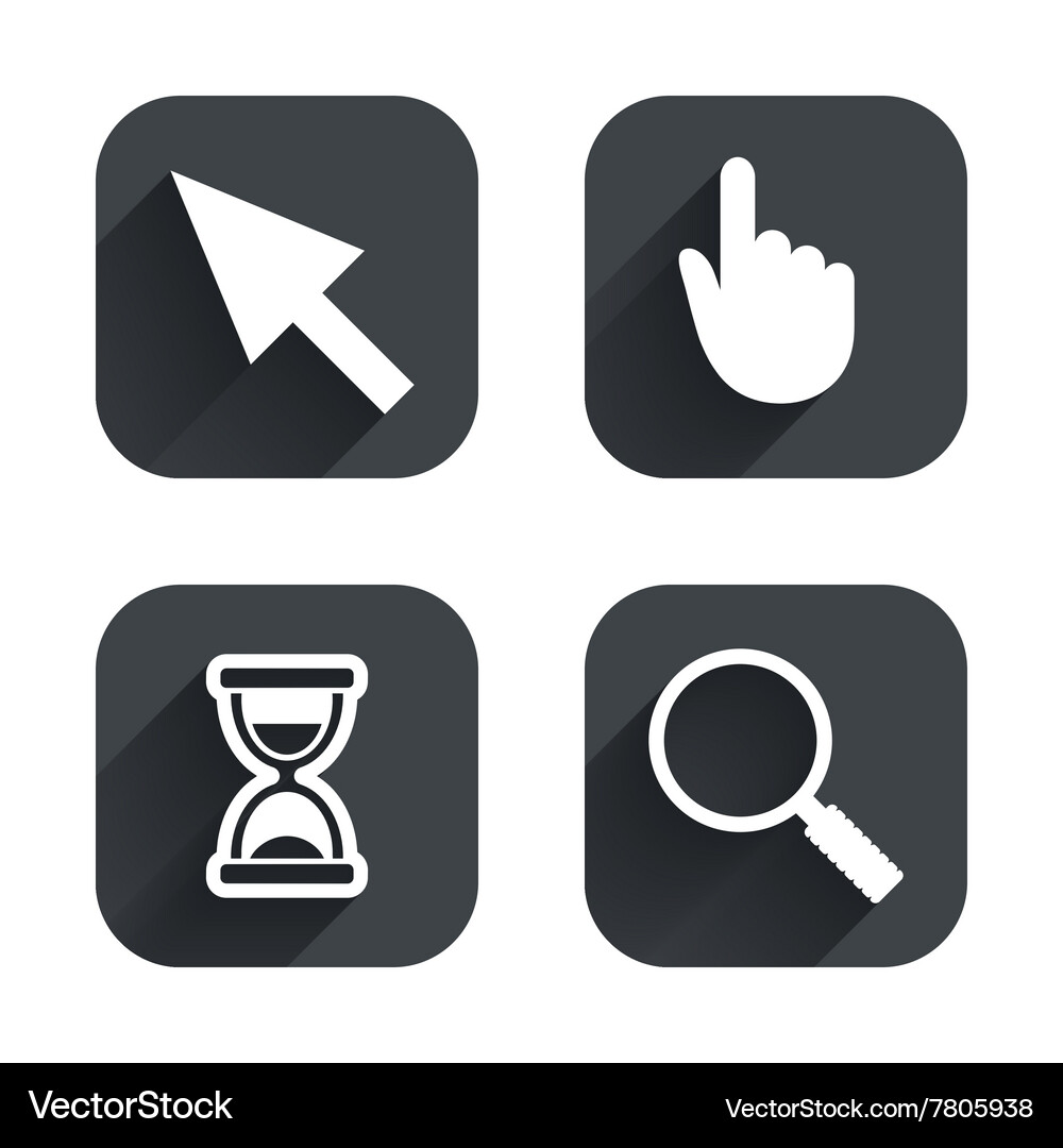Mouse cursor icon hourglass magnifier glass Vector Image