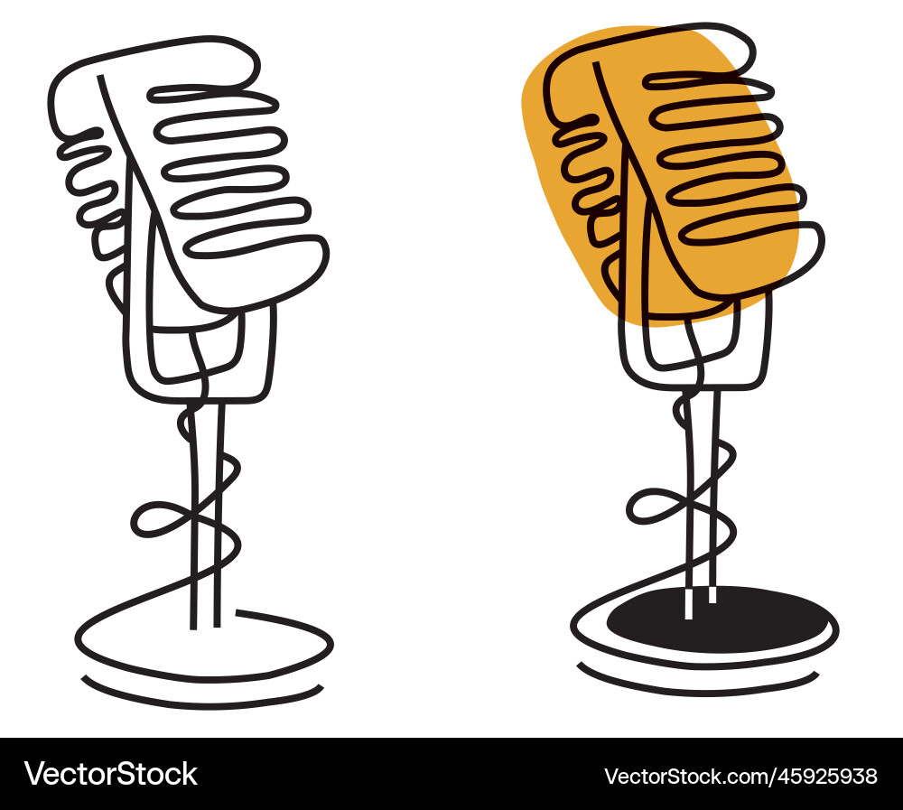 Radio vintage microphone outline Royalty Free Vector Image