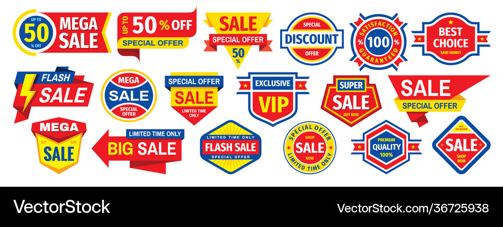 Sale tag design badge set discount abstract Vector Image