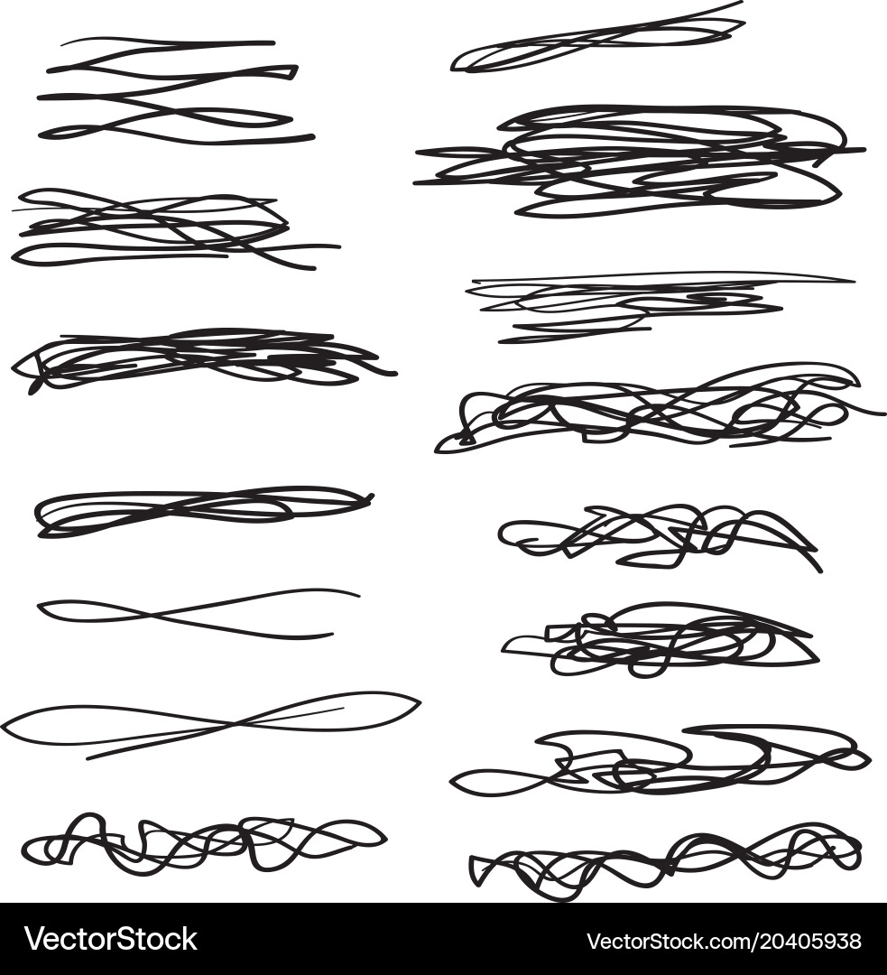 Scribble brush strokes set Royalty Free Vector Image