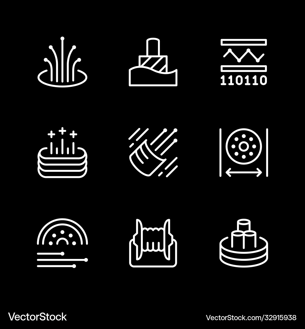 Set line icons optical fiber Royalty Free Vector Image