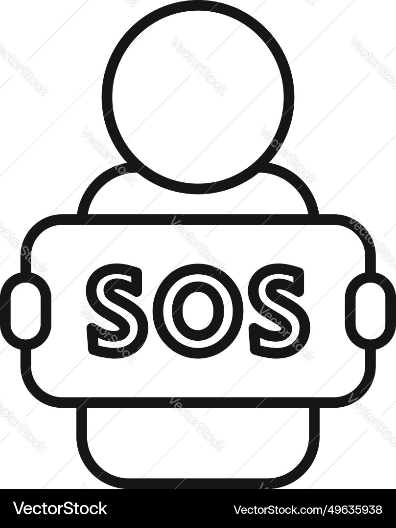 Sos banner icon outline person need help Vector Image