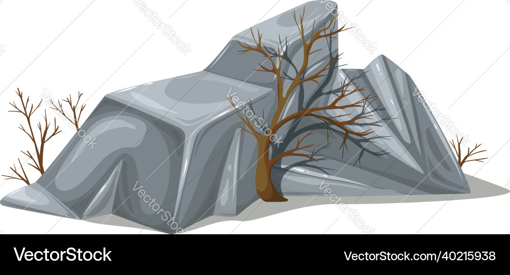 Stone with plant boulders Royalty Free Vector Image