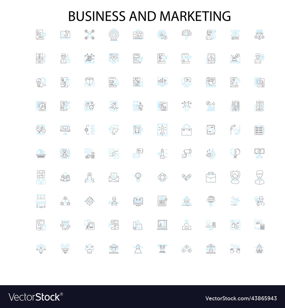 Business and marketing icons signs outline Vector Image Business and marketing icons signs outline Vector Image