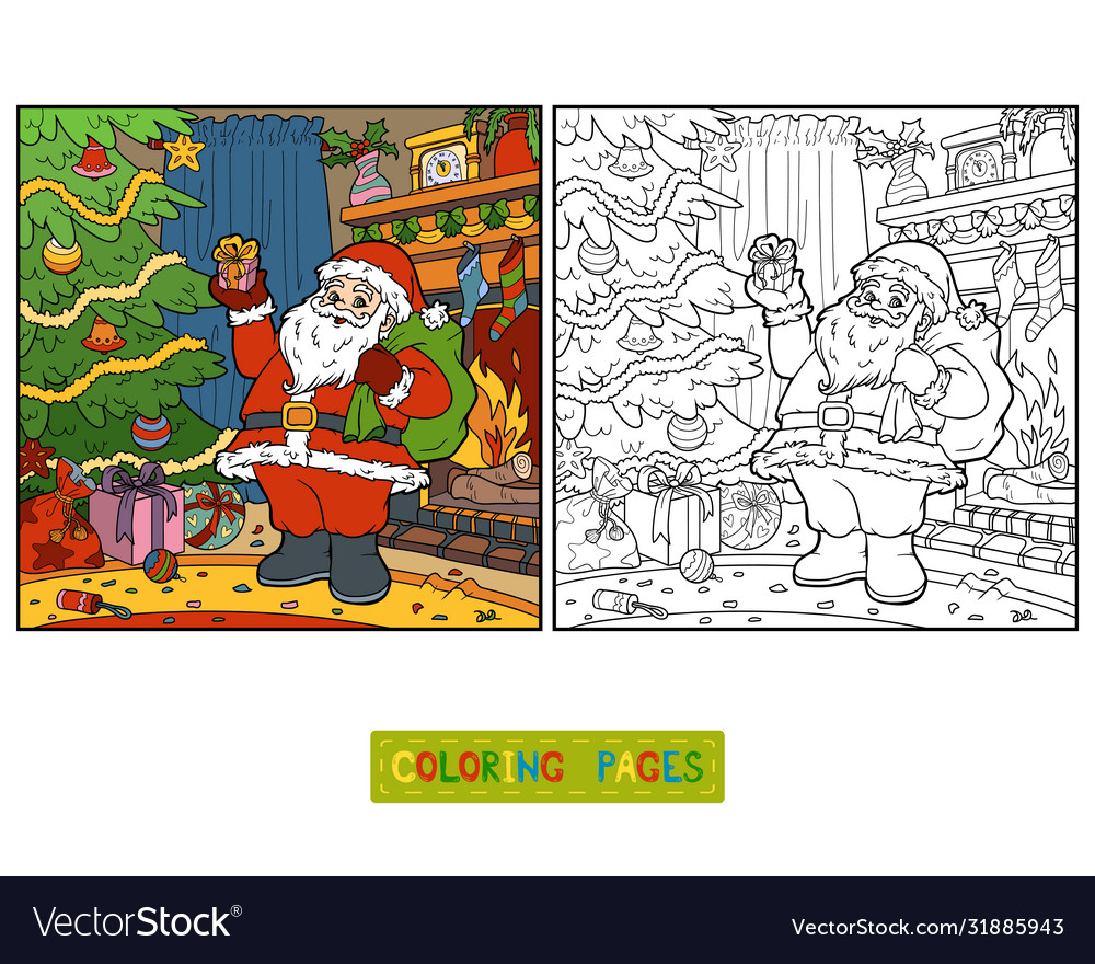 Coloring book santa claus Royalty Free Vector Image