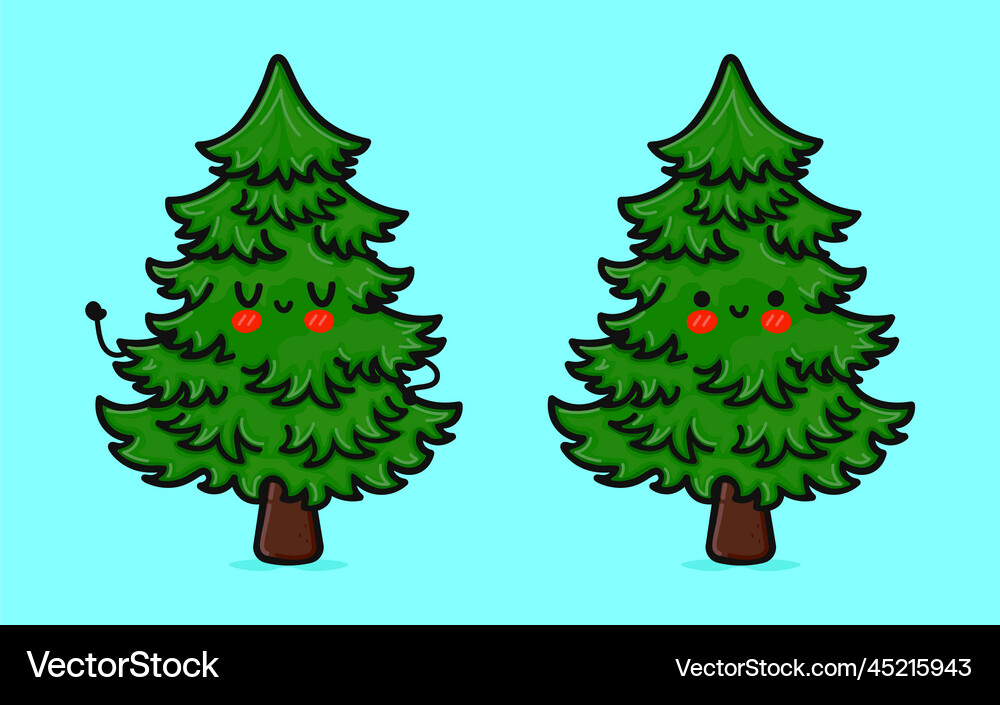 Cute funny christmas tree waving hand hand drawn Vector Image