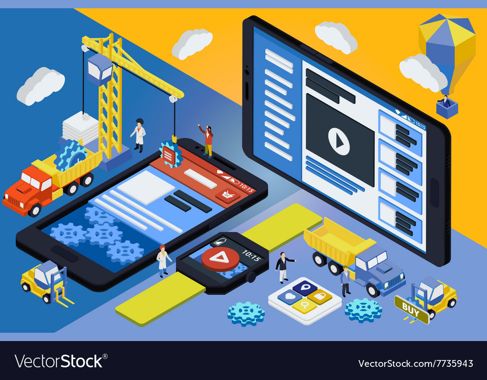 Flat app development Royalty Free Vector Image