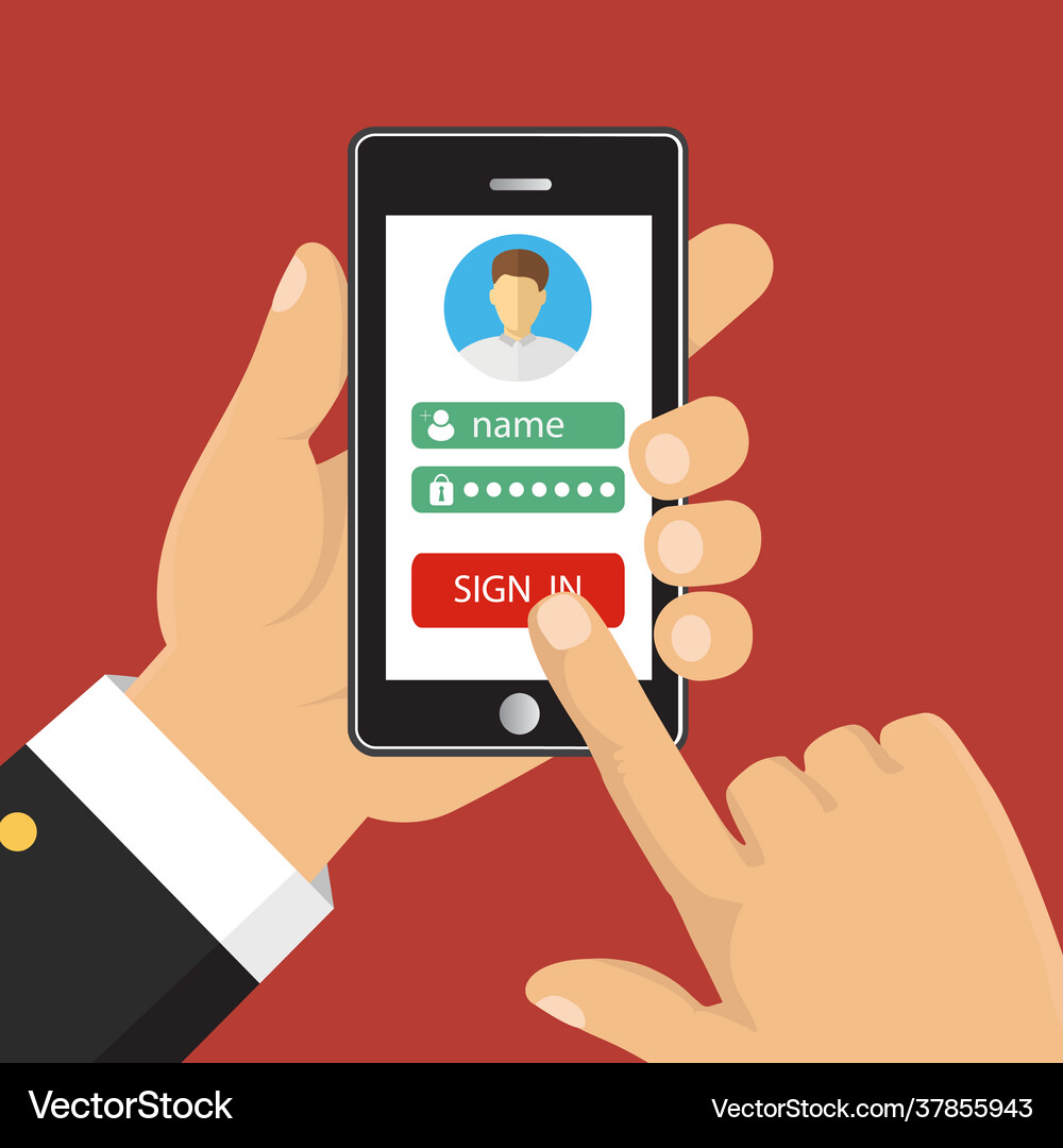 Flat design sign in page on smartphone screen Vector Image