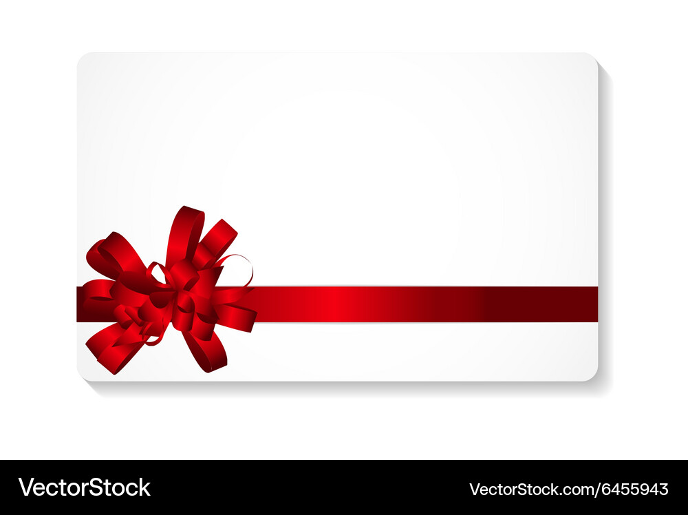 Gift card with red bow and ribbon Royalty Free Vector Image