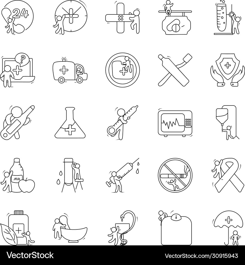 Medical services doodle icons pack Royalty Free Vector Image