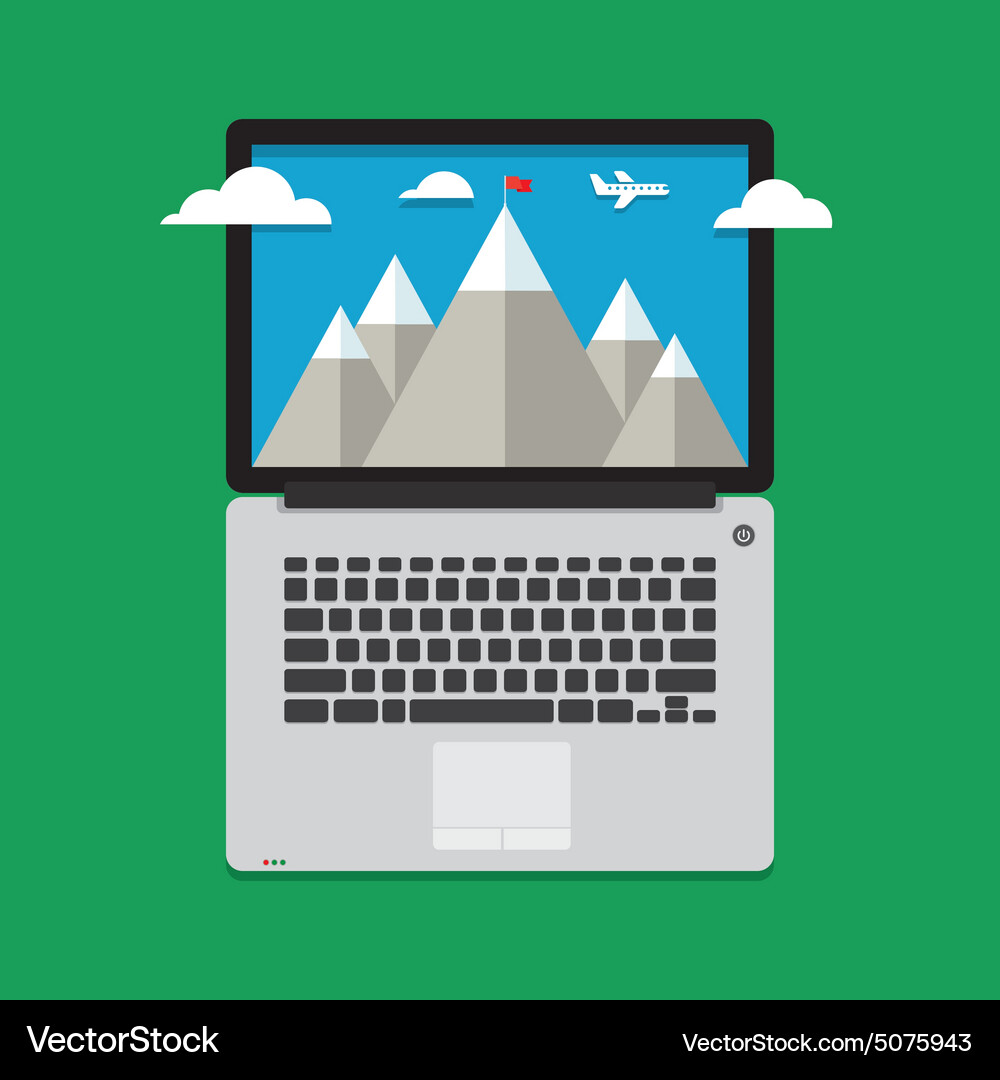 Mountain landscape with clouds and aircraft Vector Image