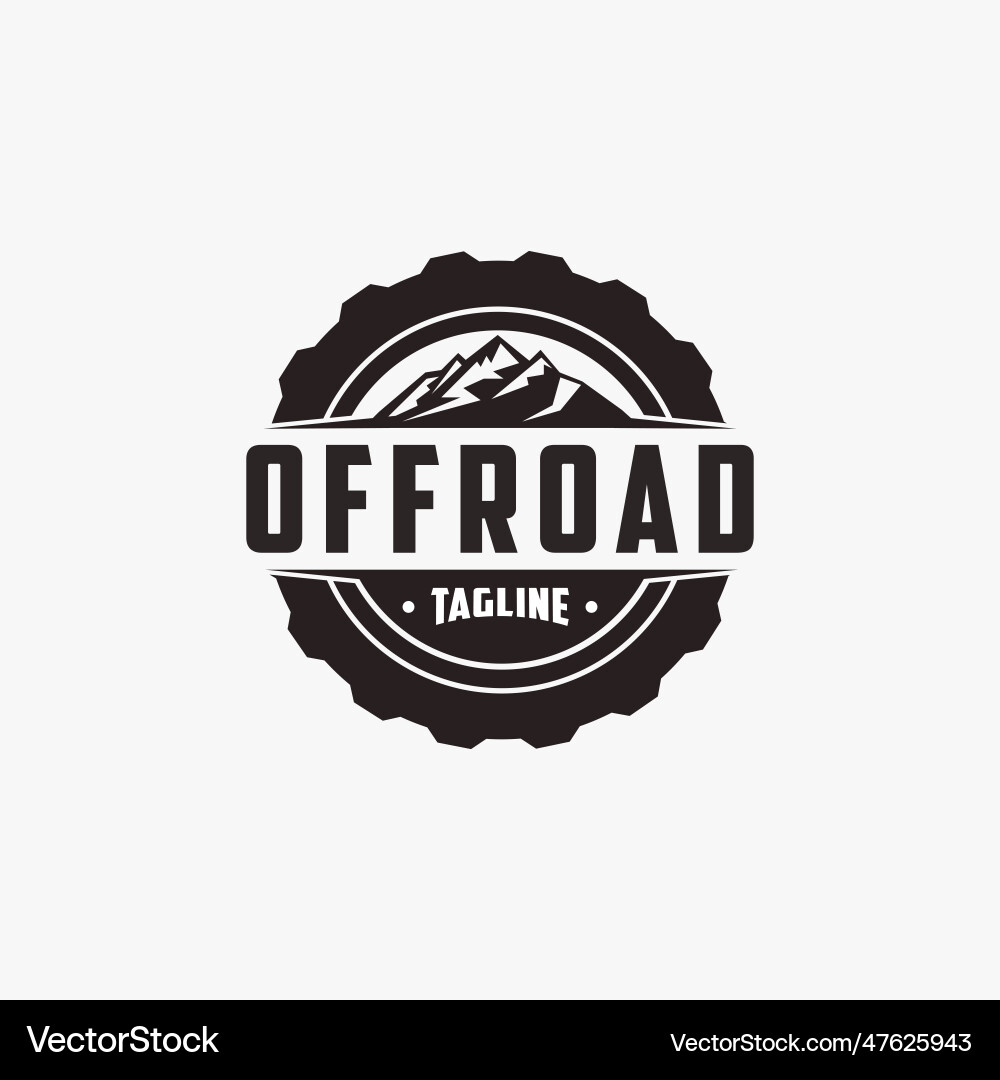 Mountain offroad tire wheel logo Royalty Free Vector Image