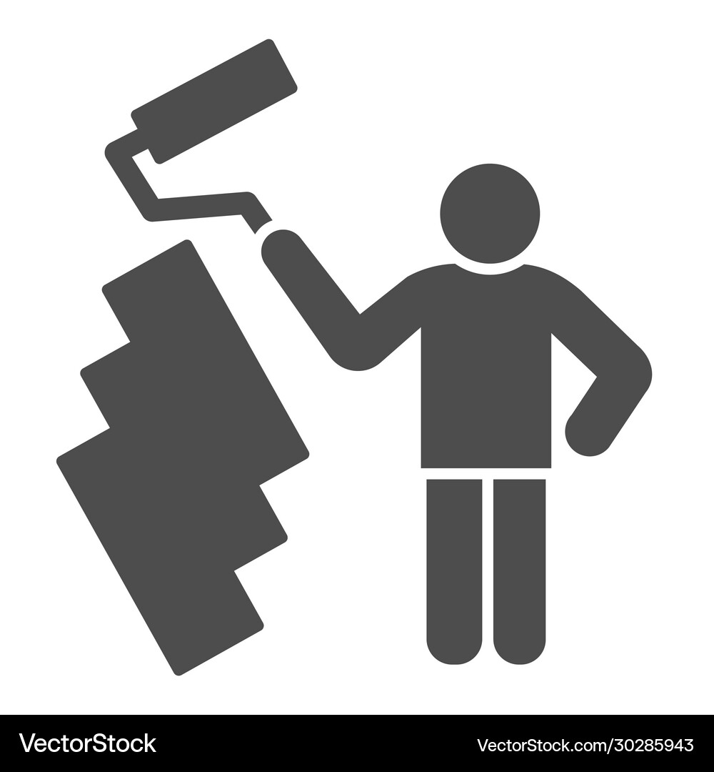 Paint and Worker Icon - Wall Painting Royalty Free Vector