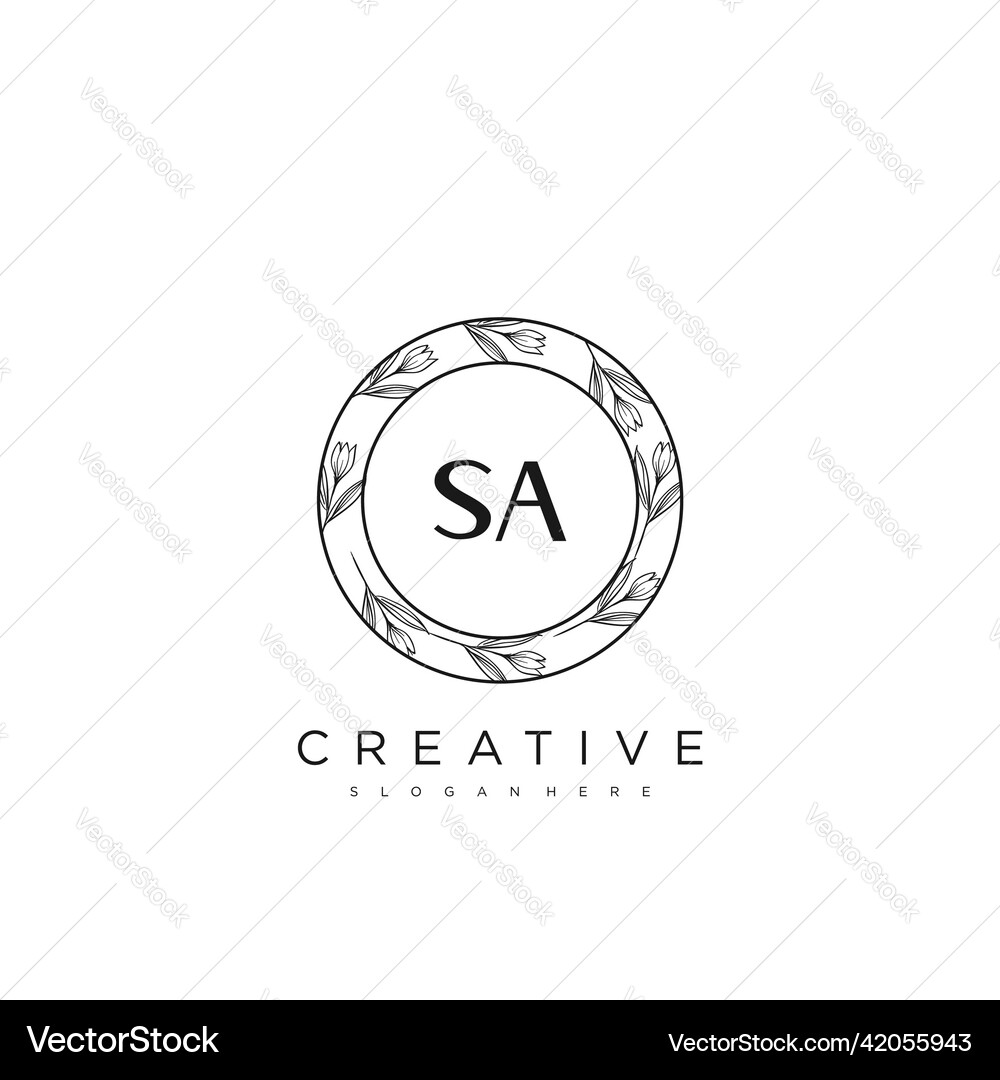 Sa initial letter flower logo template premium art