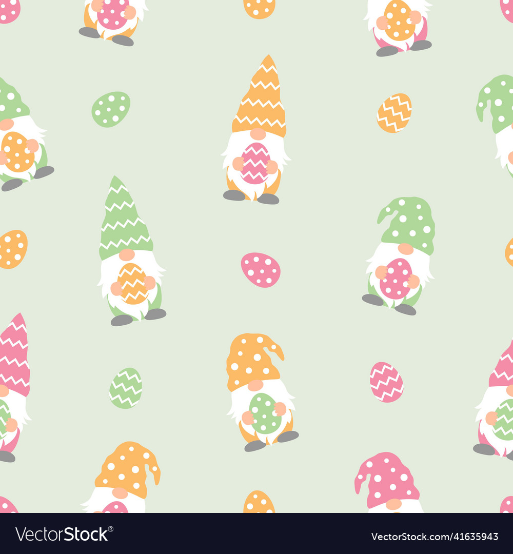 Seamless pattern background cute gnome for easter Vector Image