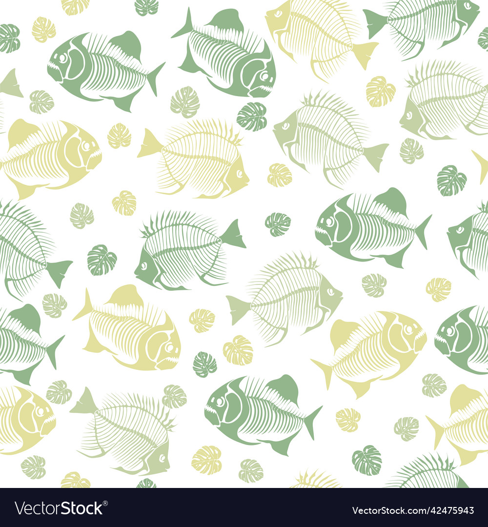 Seamless pattern with fish skeleton Royalty Free Vector
