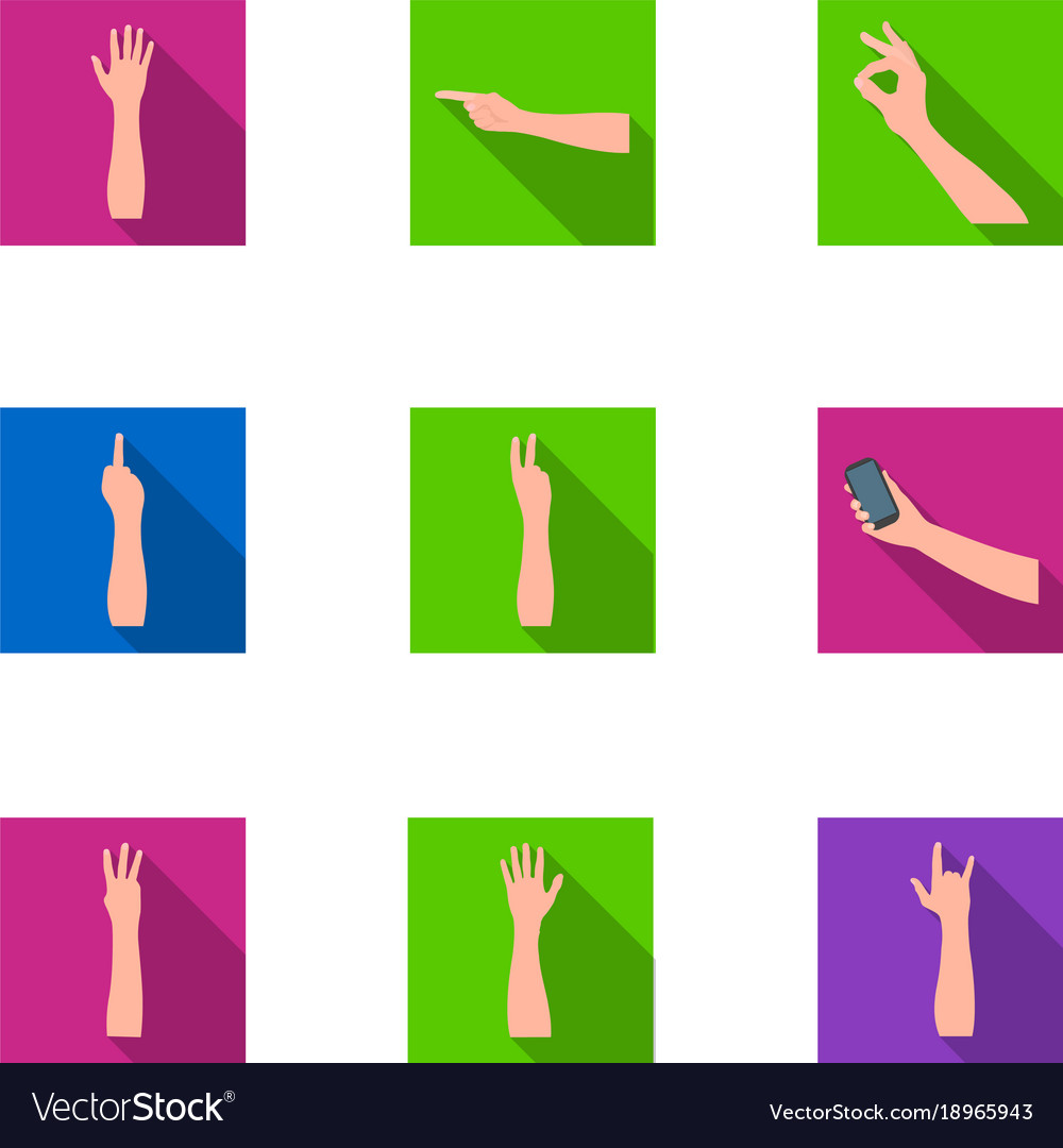 Significance of gestures flat icons in set Vector Image