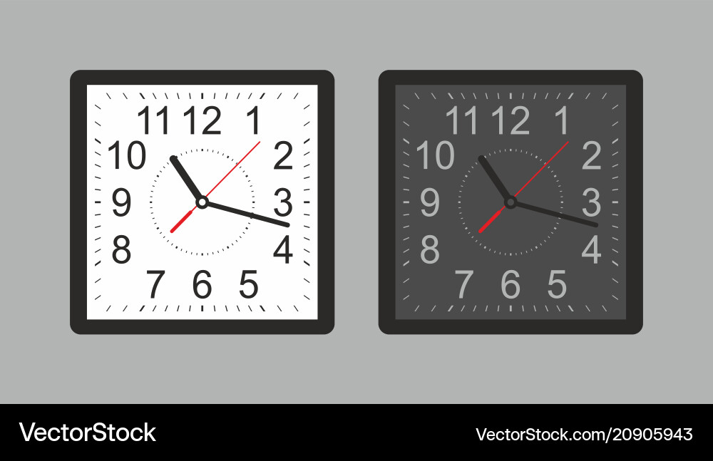 Square wall clock Royalty Free Vector Image - VectorStock