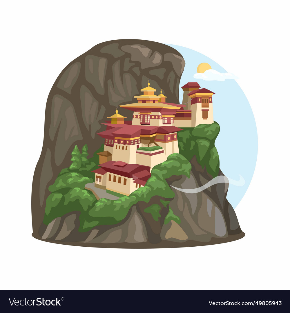 Taktsang lhakhang or the tigers nest monastery Vector Image