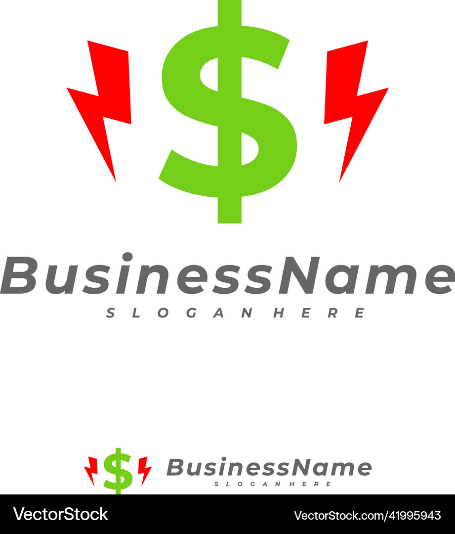 Thunder money logo template creative money logo Vector Image