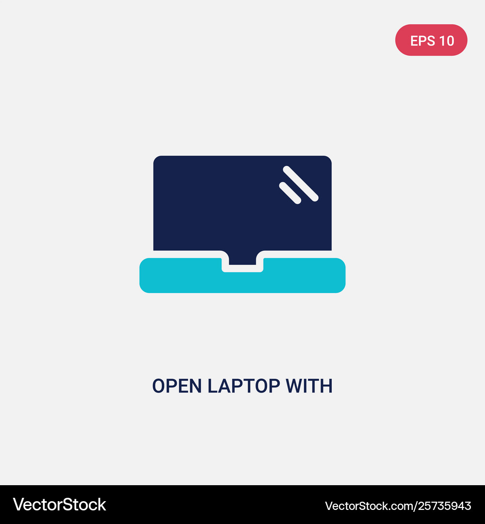 Two color open laptop with shining screen icon Vector Image