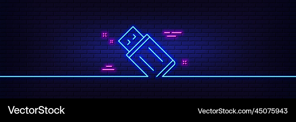 Usb flash drive line icon memory stick sign neon Vector Image