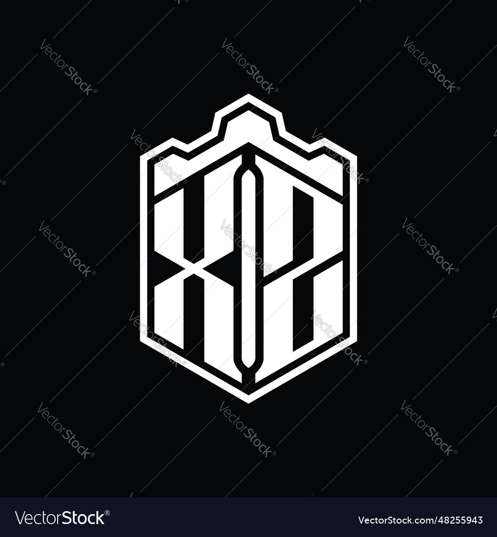 Xz letter logo monogram hexagon shield shape Vector Image