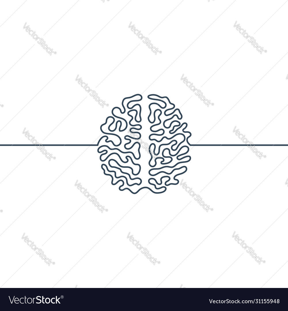 Brain continuous line icon simple image Royalty Free Vector