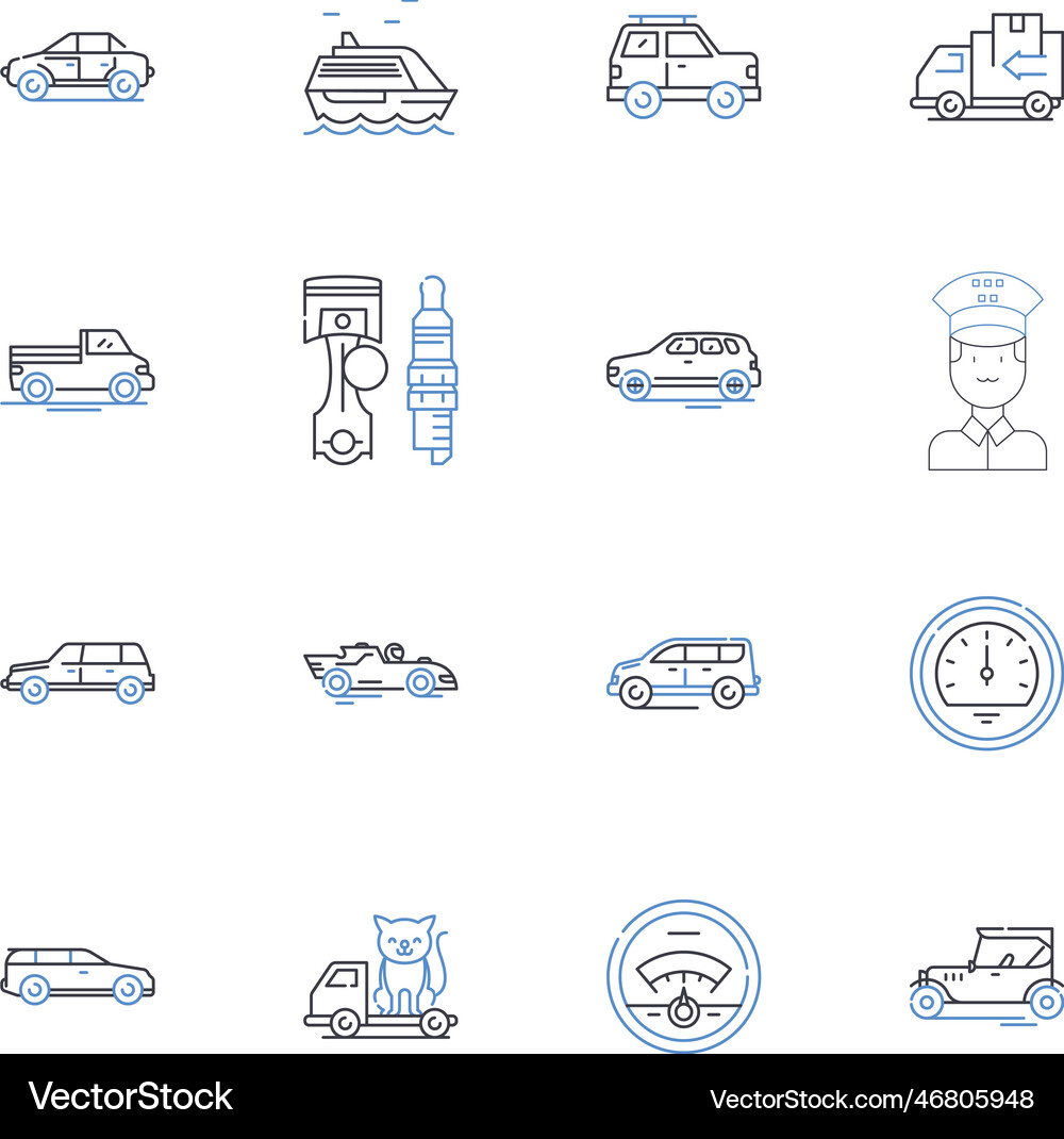 Camper and trailer line icons collection Vector Image