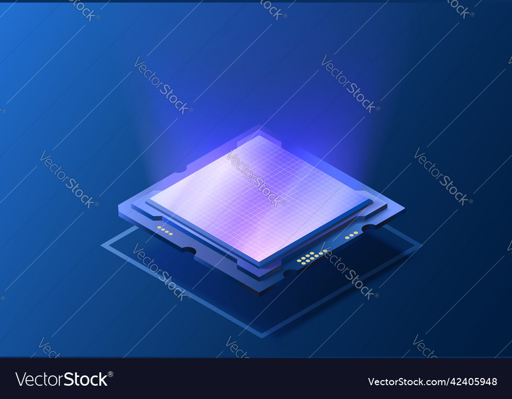 Cpu chip isometric computer processor component Vector Image Cpu chip isometric computer processor component Vector Image