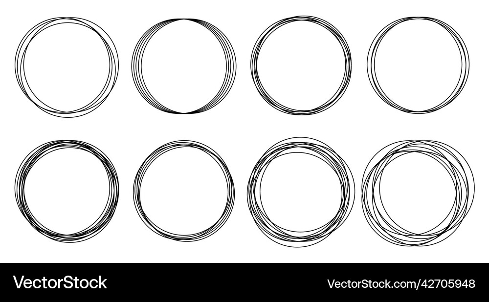 Creative of hand drawing circle line sketch set Vector Image