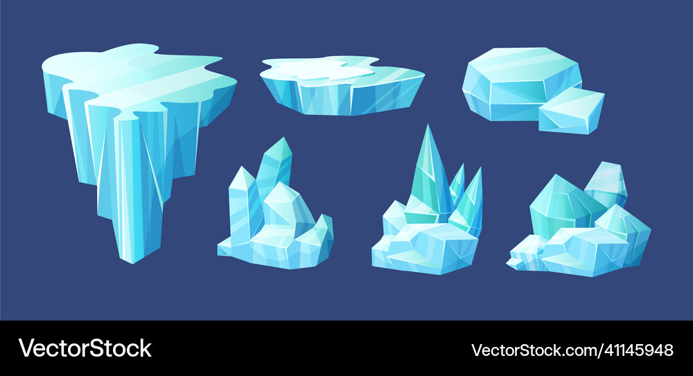 Crystals of ice iceberg broken pieces Royalty Free Vector