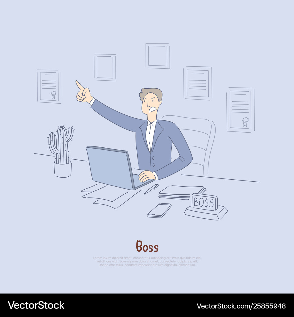 Employer giving out commands mad office worker Vector Image