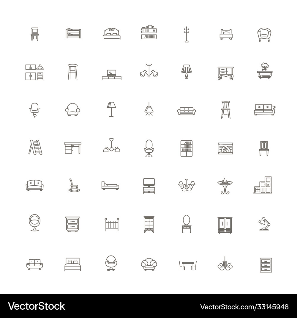 Furniture and home decor icon set Royalty Free Vector Image