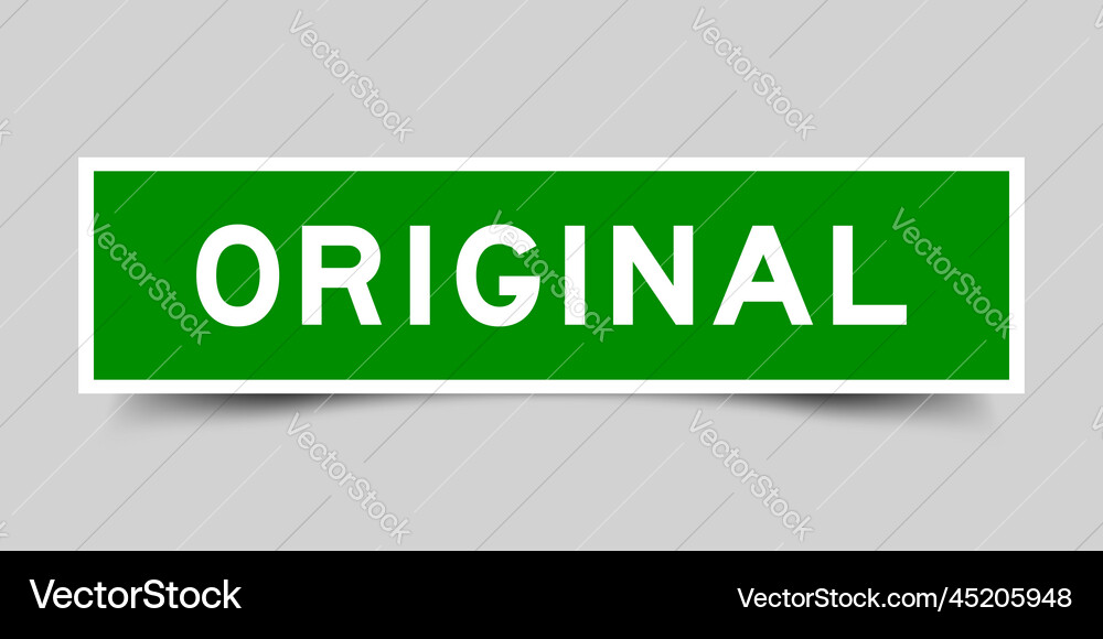 Green color square label sticker with word Vector Image