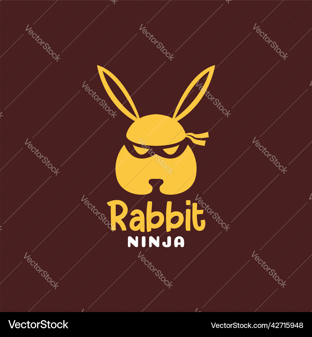 Head cartoon rabbit ninja logo design graphic Vector Image