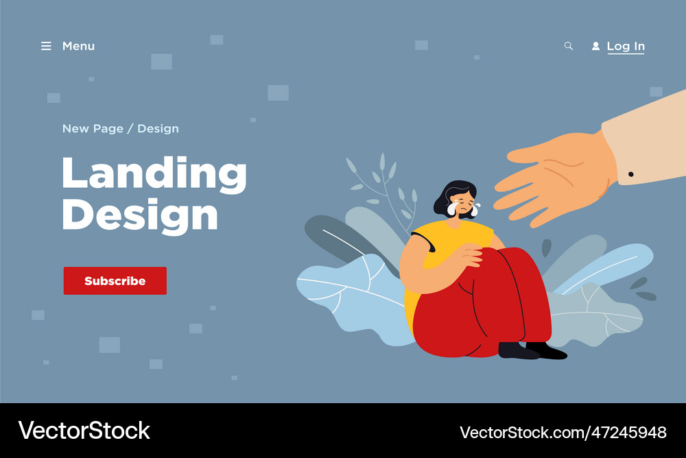 Helping hand for depressed crying person Vector Image