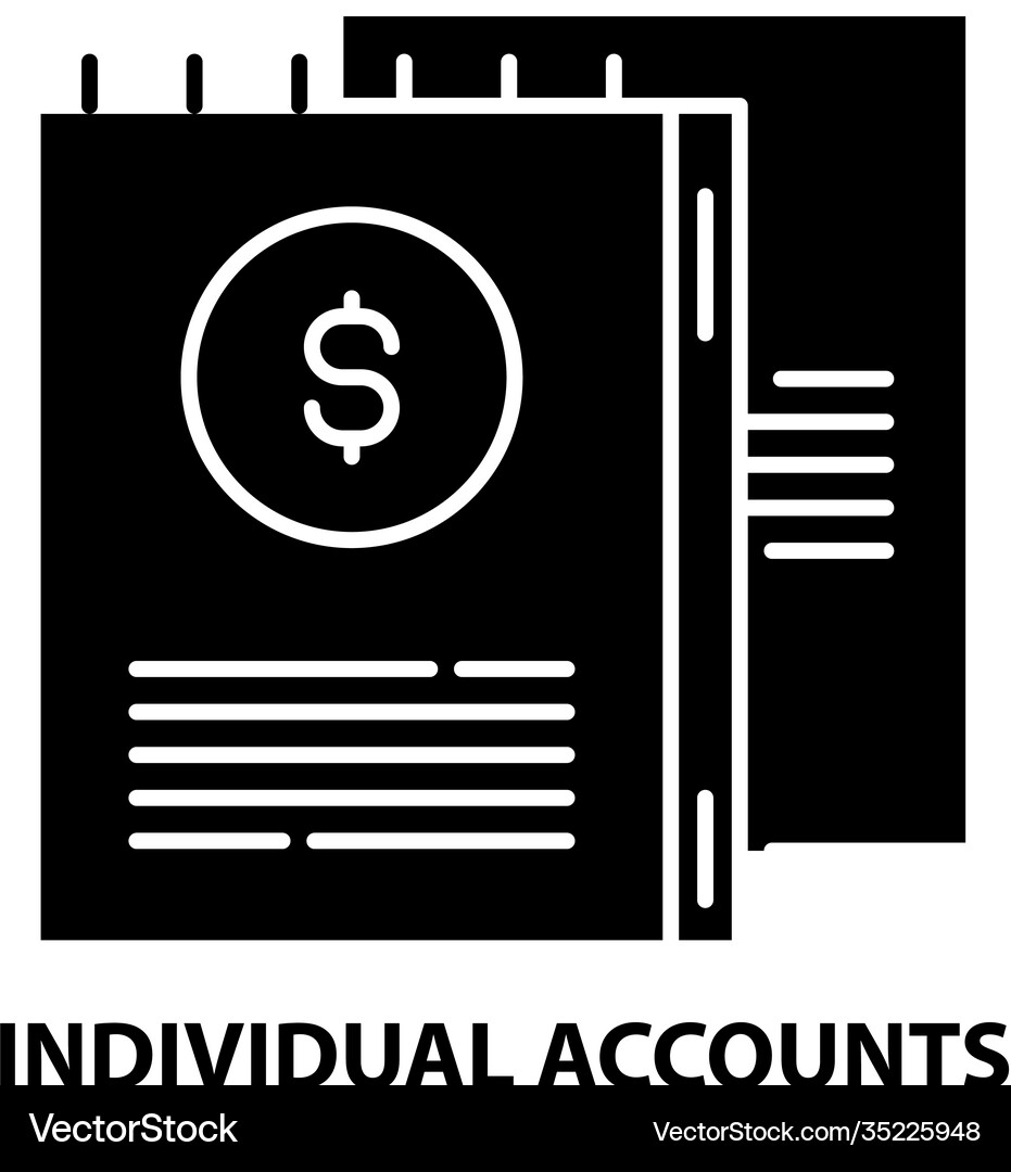 Individual accounts icon black sign Royalty Free Vector