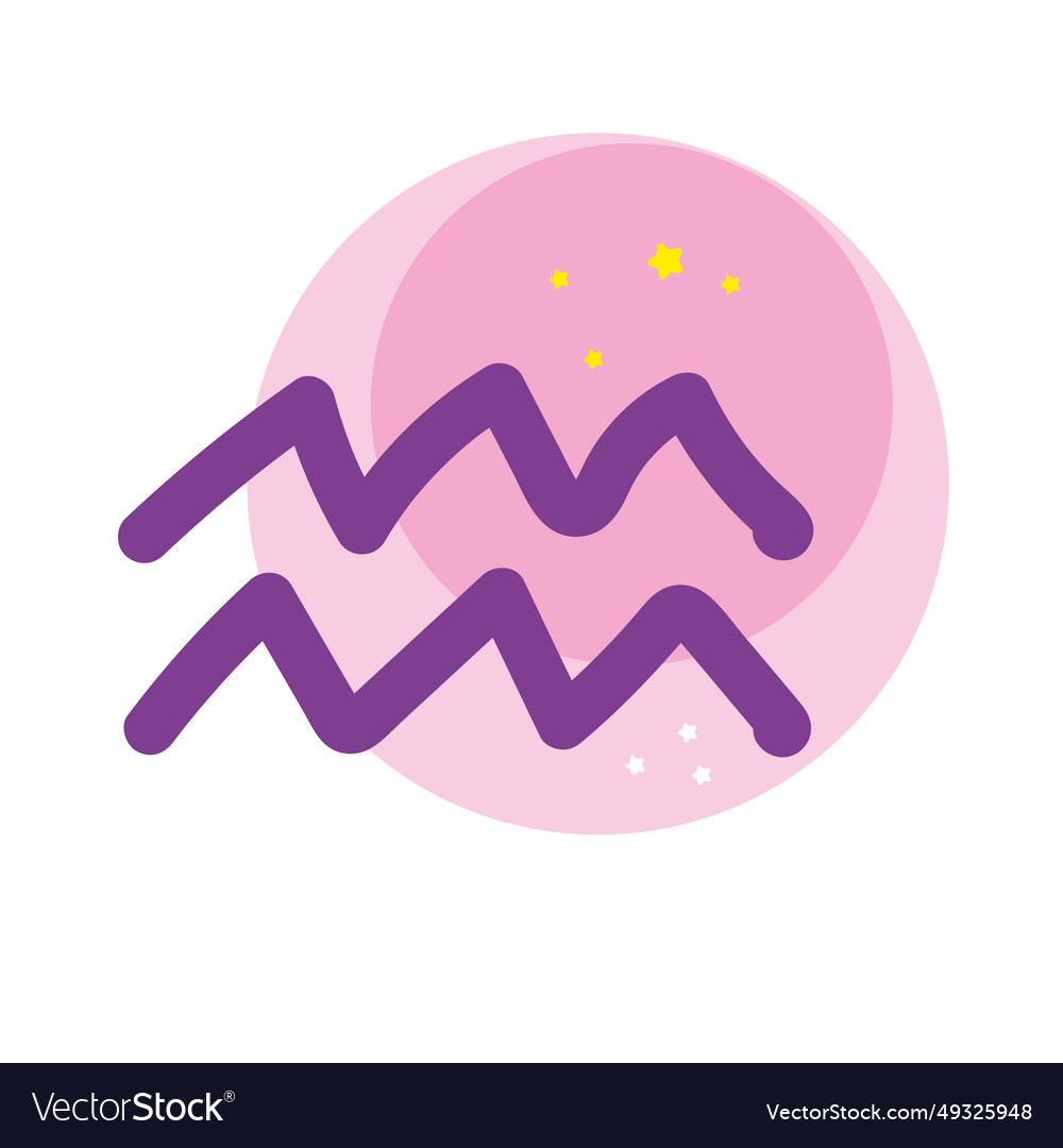 Isolated Aquarius Colored Zodiac Sign Symbol Vector Image