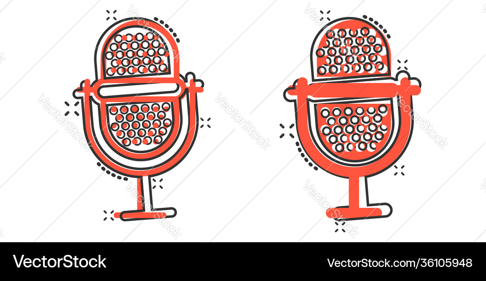 Microphone icon in comic style studio mike Vector Image