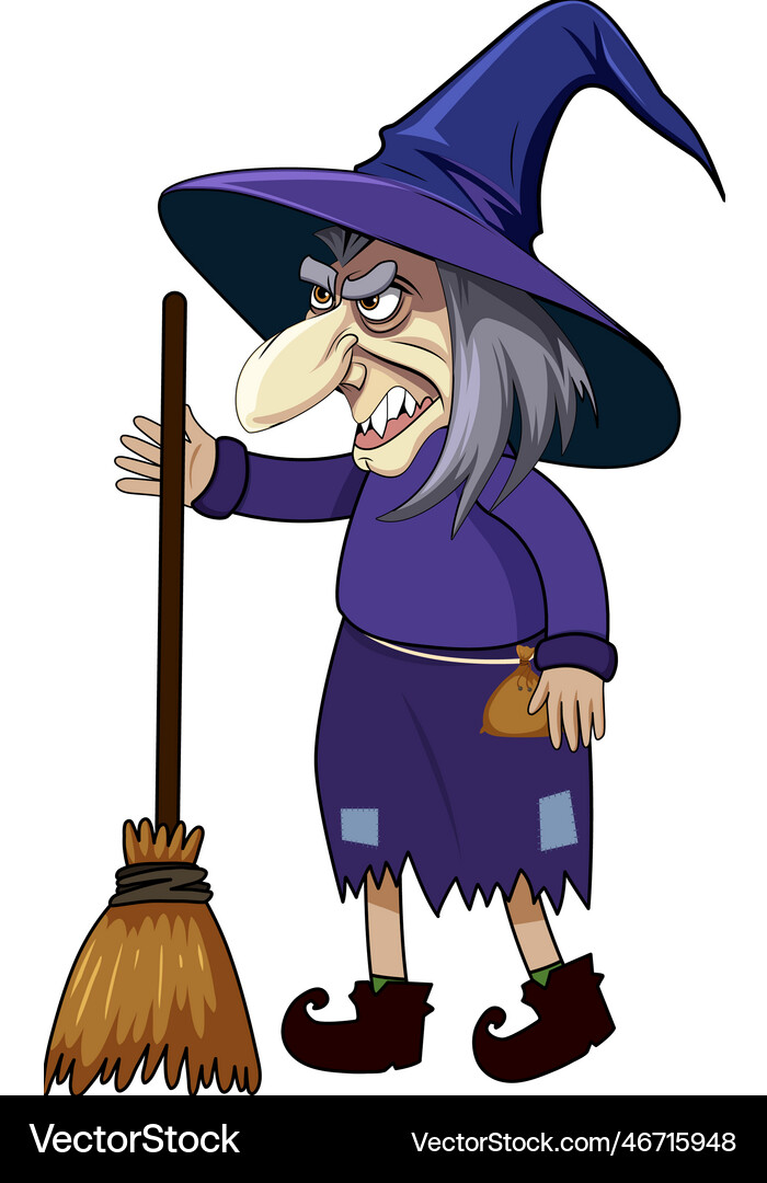 Old Witch Cartoon Cartoon Old Witch With Seaweed In Hair, Isolated
