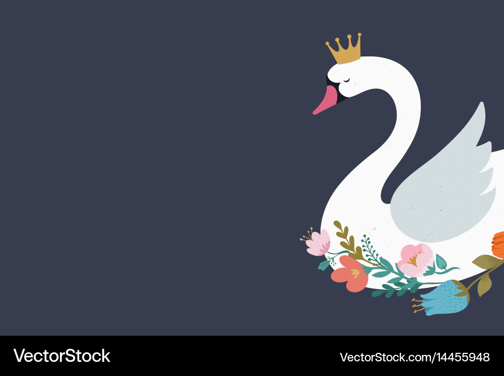 Swan lake greeting card poster Royalty Free Vector Image