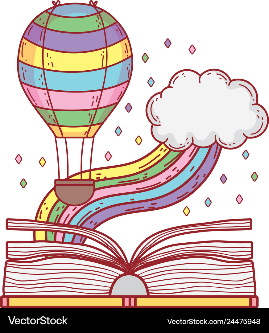 Text book with rainbow and balloon helium Vector Image
