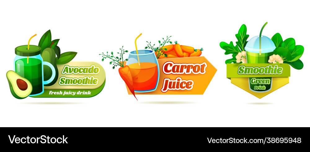 Volumetric label set for vegetable juice smoothie Vector Image