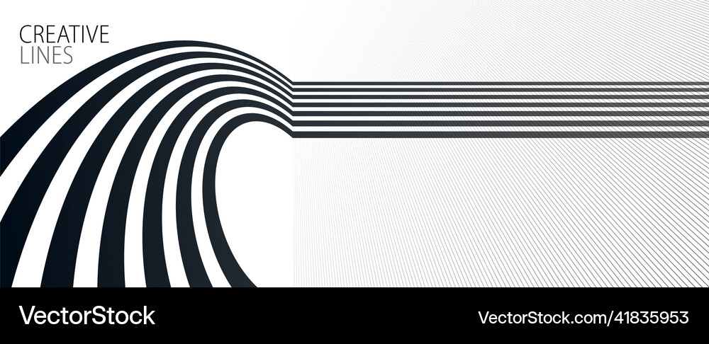 3d black and white lines in perspective abstract Vector Image
