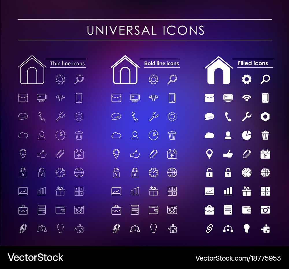 A set of universal white icons Royalty Free Vector Image