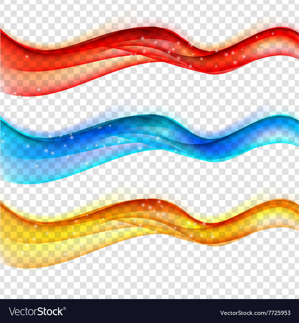 Abstract colored wave set on transparent Vector Image